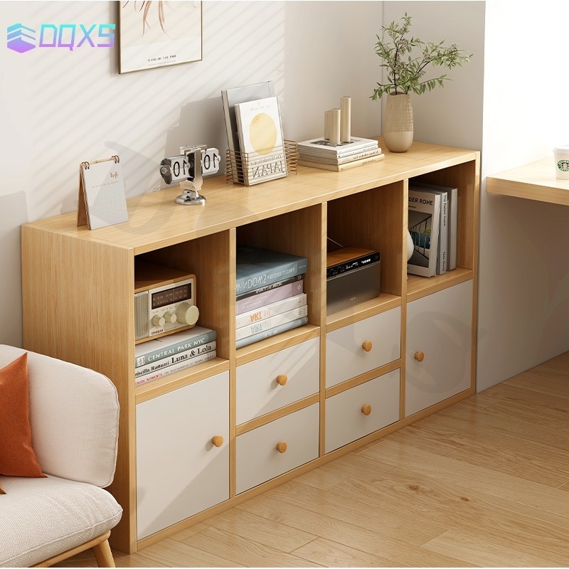 DQXS Bookshelf Solid Wood Floor-standing Simple Rack Storage Lattice ...