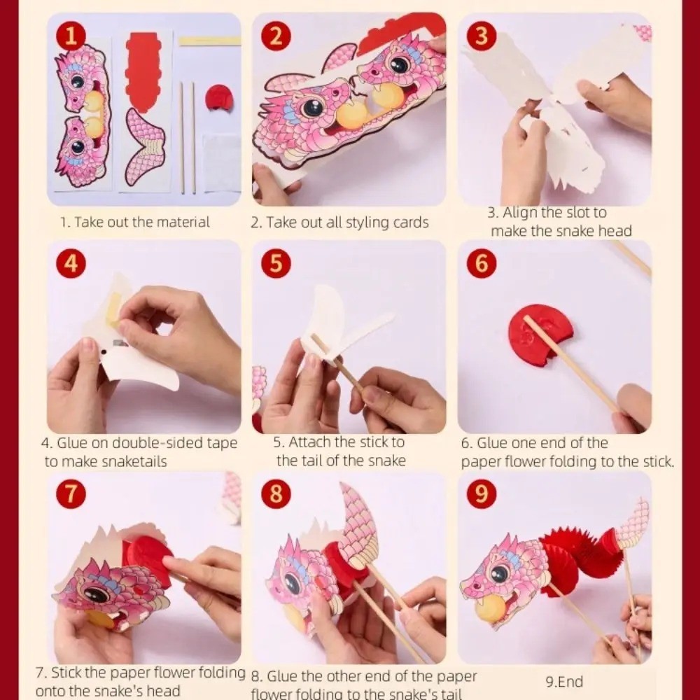 2025 Cny Handicraft Snake Toys Kids Snake Toy Chinese Style Paper ...