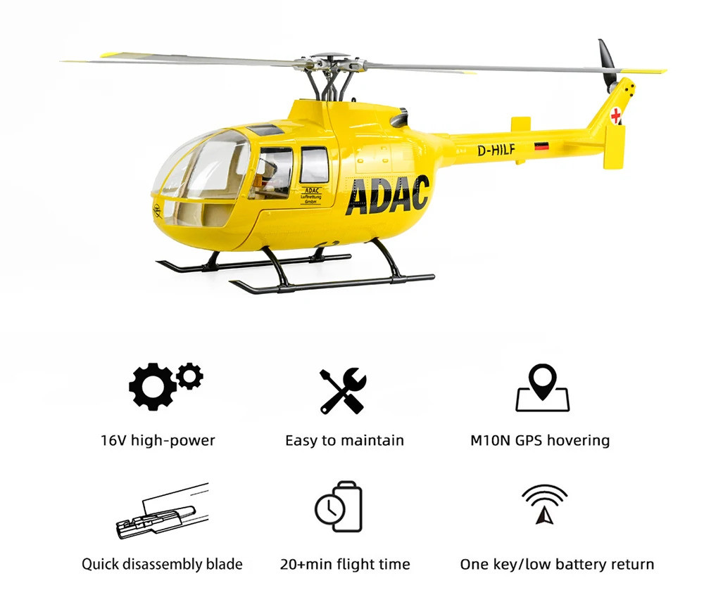 470 class FLYWING BO105 scale helicopter 4 blades bo105 ADAC rc ...