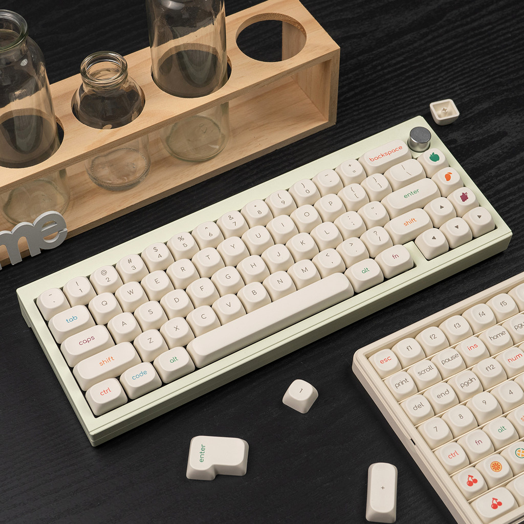 Yogurt keycaps Off-white MOA Profile cute Round PBT keycap set for ...