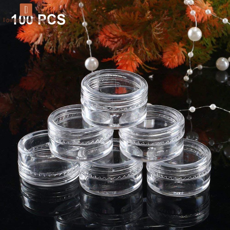in stock LV 100 Pcs 5ml Clear Plastic Pot Jars Cosmetic Containers ...