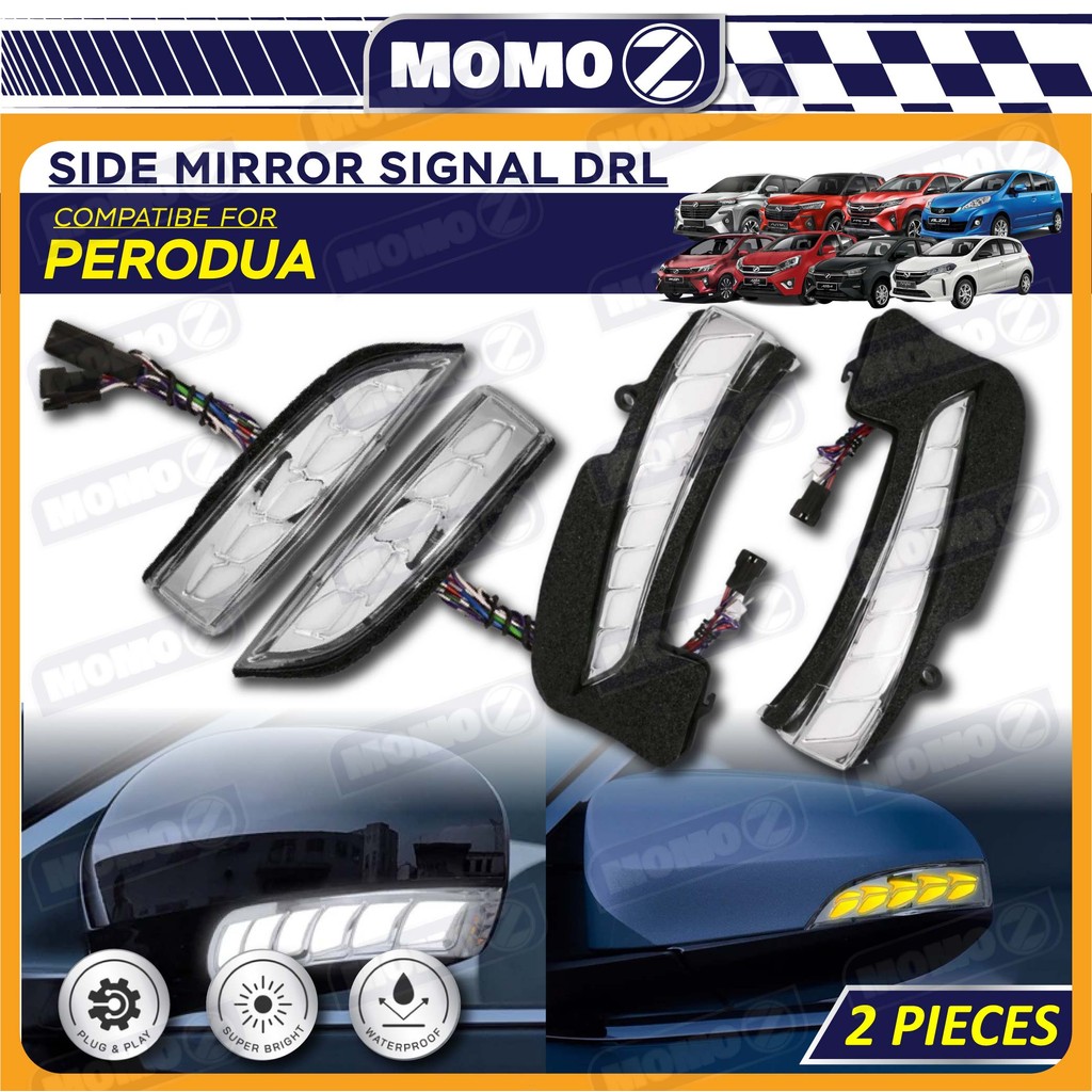 Car PERODUA Dynamic Door Side Mirror LED Running Day Chrome Albino ...