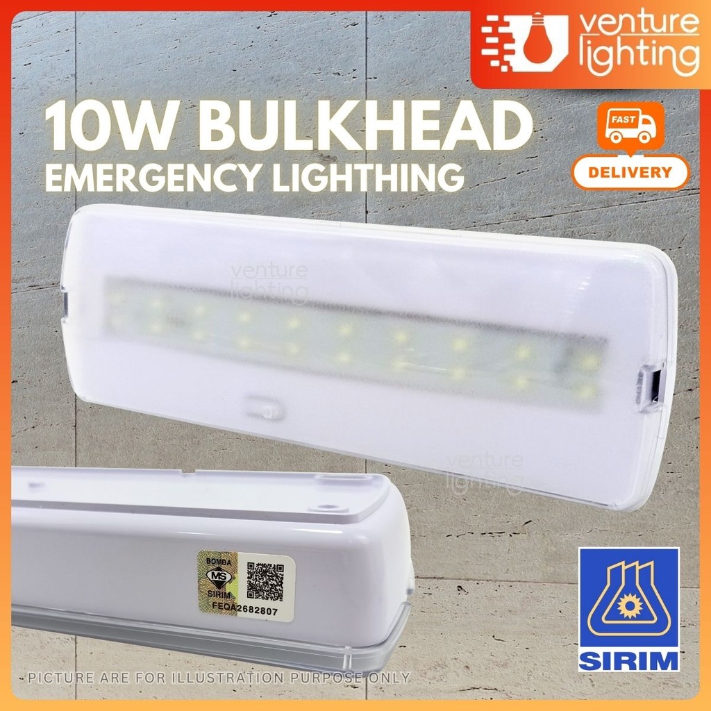 PCO 10W Bulkhead Emergency Lighting LED Emergency Light Backup Battery ...