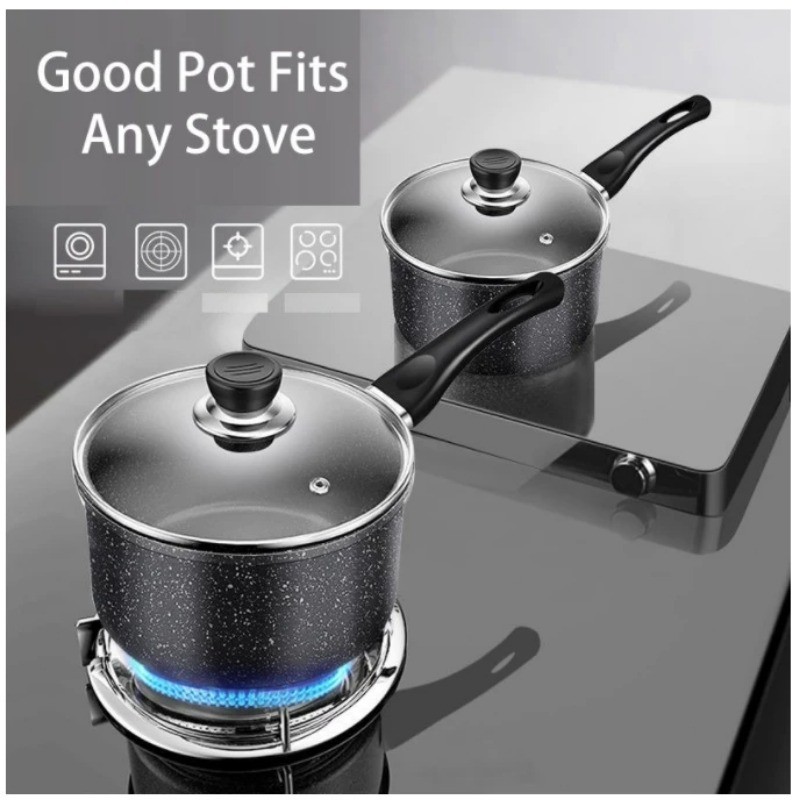16/22cm Sauce Pan with Lid Fried Boil Baby Food Milk Non-stick Cooking ...