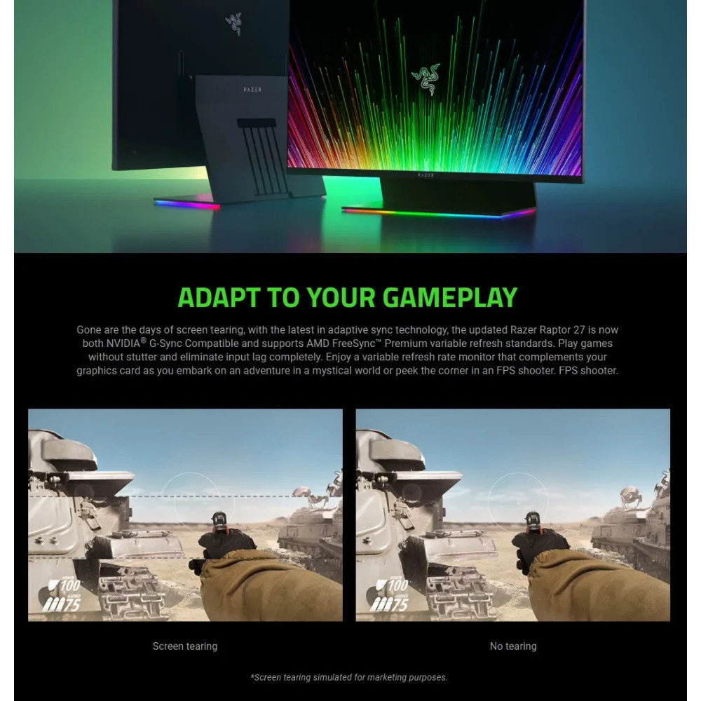 Razer Raptor 27 - 1440P, 27" QHD (2560 x 1440px), 165 Hz Gaming Monitor ...