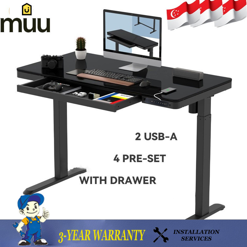 Muu Electric Table Height Adjustable 120cm Office Table With Drawer ...