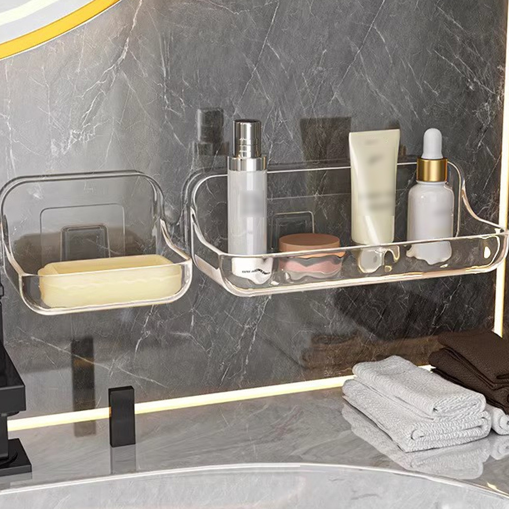 Portable Wall Mounted Acrylic Transparent Toiletries Storage Rack ...
