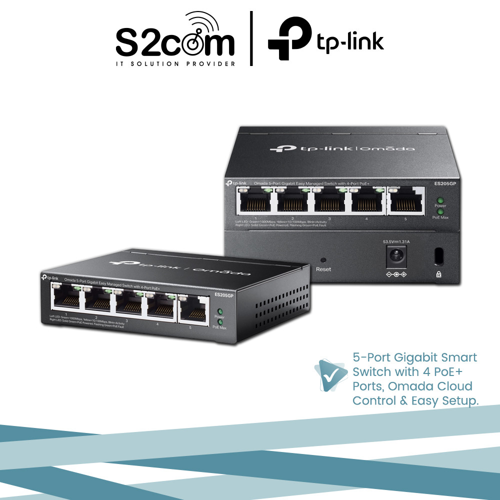 TP-Link ES205GP Omada 5-Port Gigabit Easy Smart Managed Switch with 4 ...