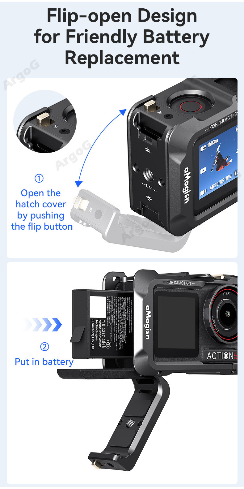 aMagisn Metal Frame Cage For DJI Osmo Action 5 Pro / Action 4/3 ...