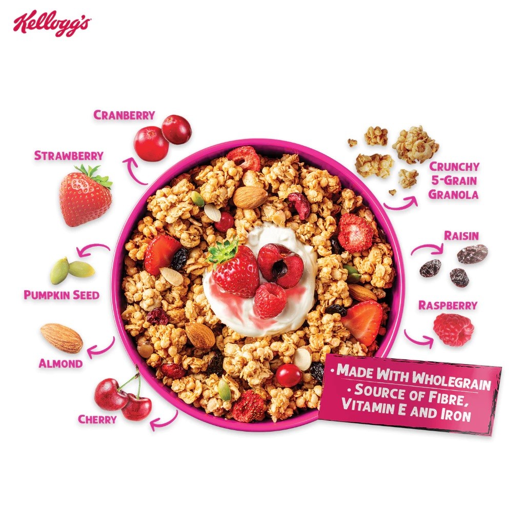 Kellogg's Super Berry Granola (40g) - Crunchy Multi-Grain Granola with ...