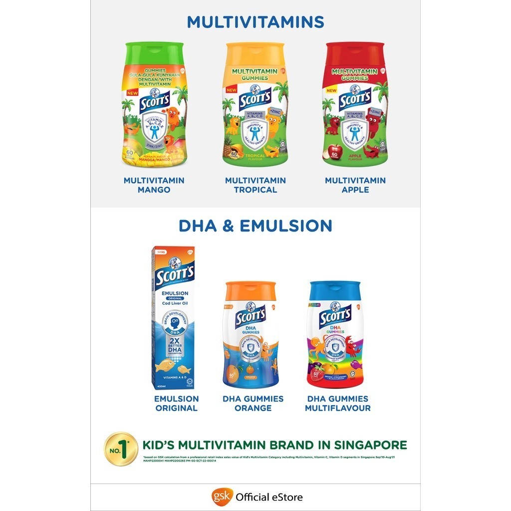 [3 Pack] SCOTT'S Multivitamin Gummies for Kids, Vitamin A, B6, C, D ...