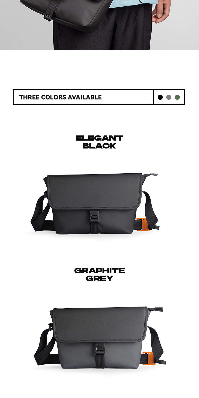 Mark Ryden Men's Messenger Bag splash proof Messenger Bag Black Sling ...