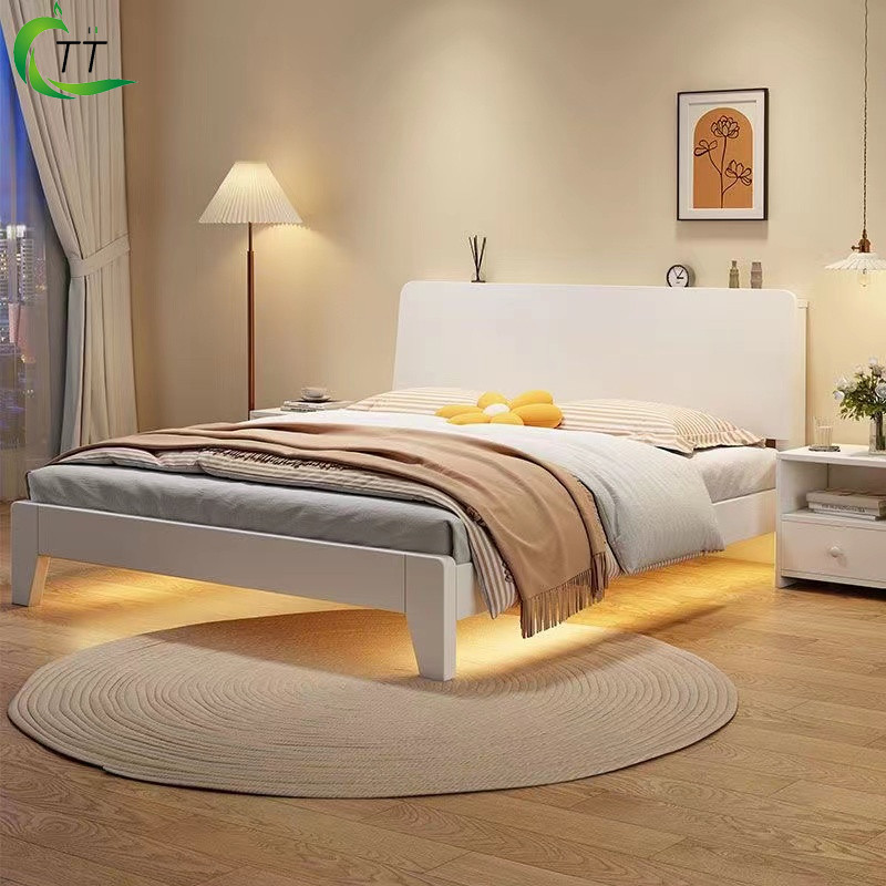 TT Bed Frame Solid Wood Modern Simple Double Bed 1 Household Type ...