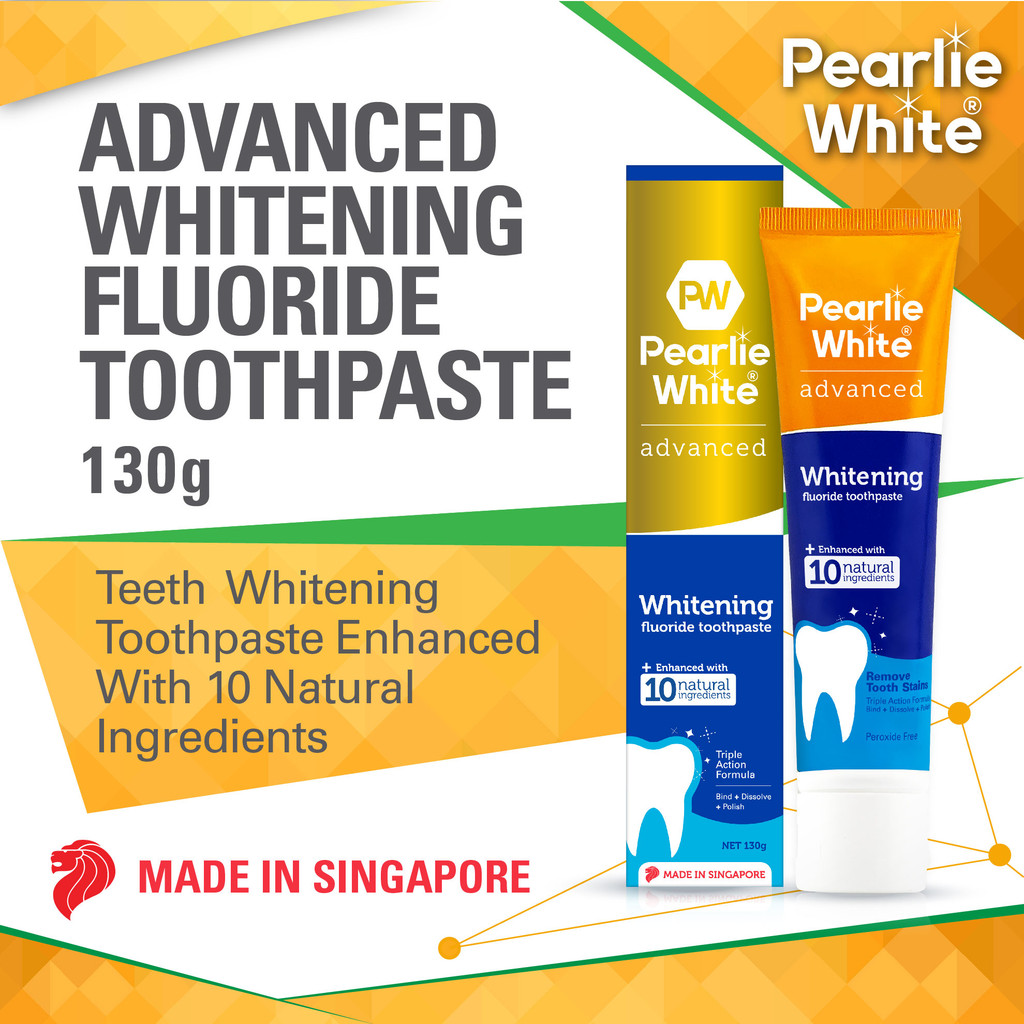 Pearlie White Advanced Whitening Fluoride Toothpaste 130g | Shopee ...