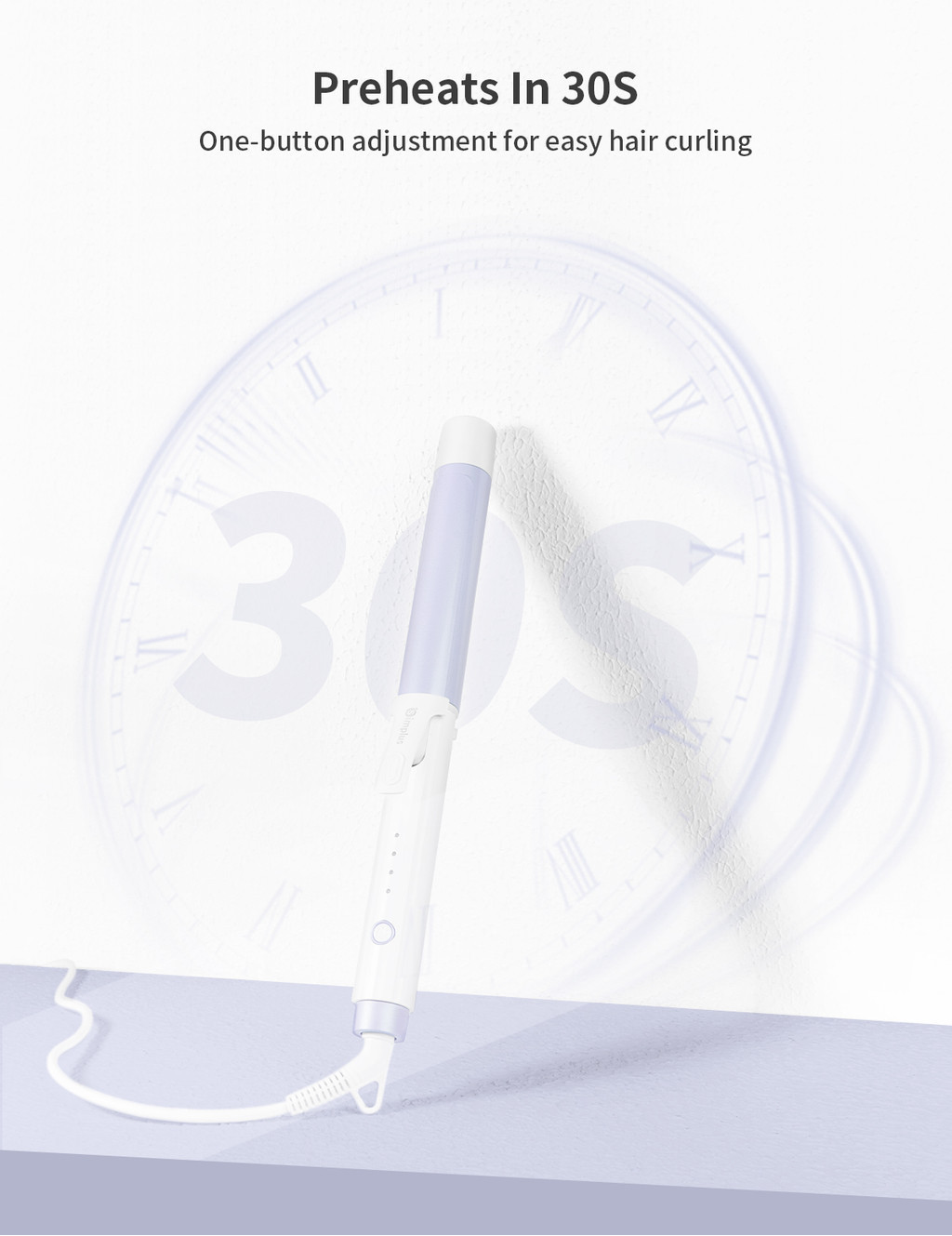 INSSA 32mm Hair Curler Straightener Wand Styling Curling Iron Ceramic ...