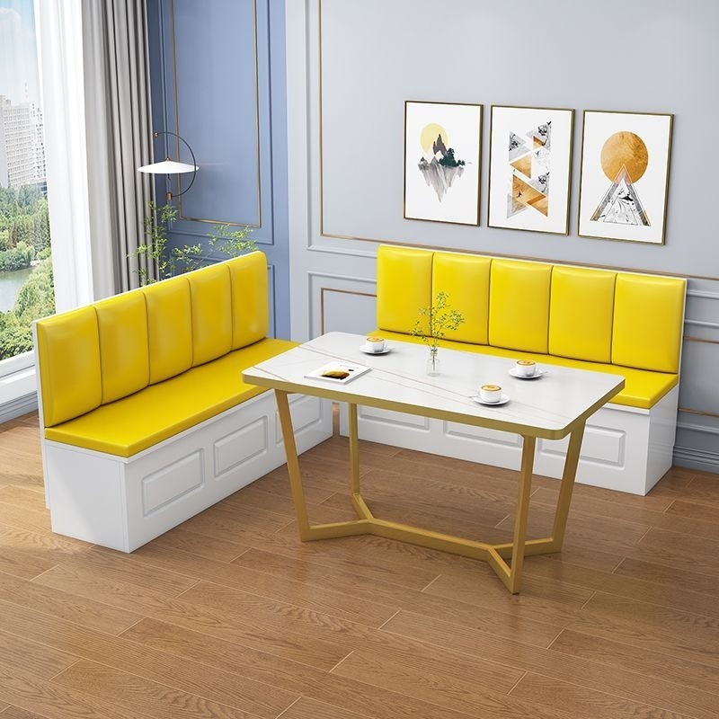 L-Shaped Booth Dining Chair Solid Wood Home Corner Soft Bag Restaurant ...