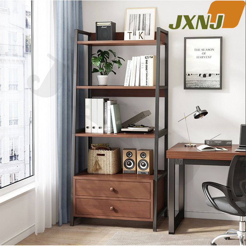 JXNJ Storage Rack Multi-layer Shelf Rack Steel Wood Boohelf Wall ...