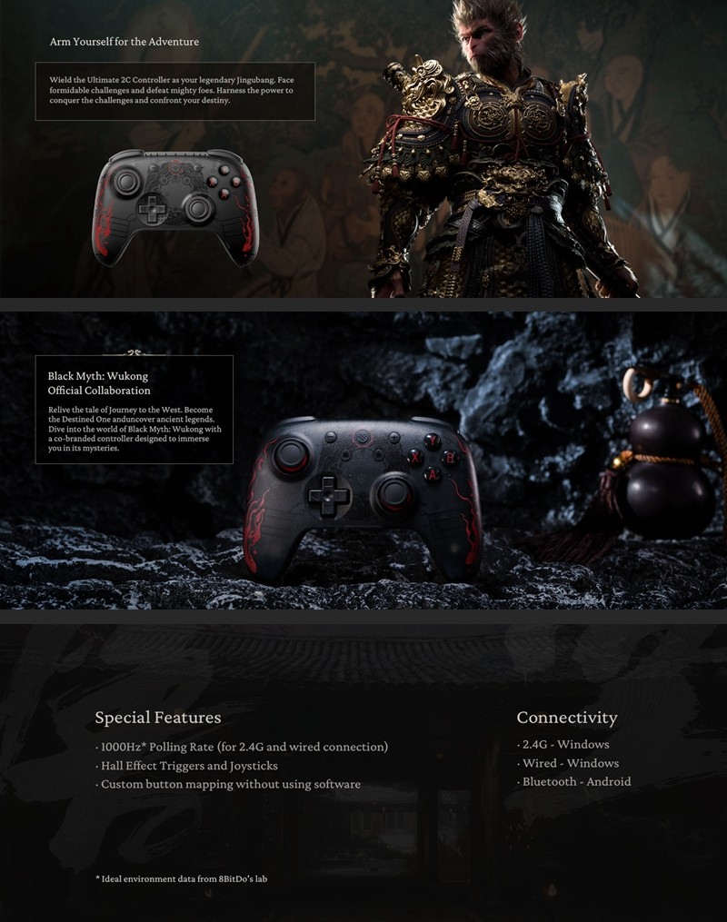 [Kam]8BitDo Ultimate 2C Wireless Game Controller Wired Gamepad Black ...