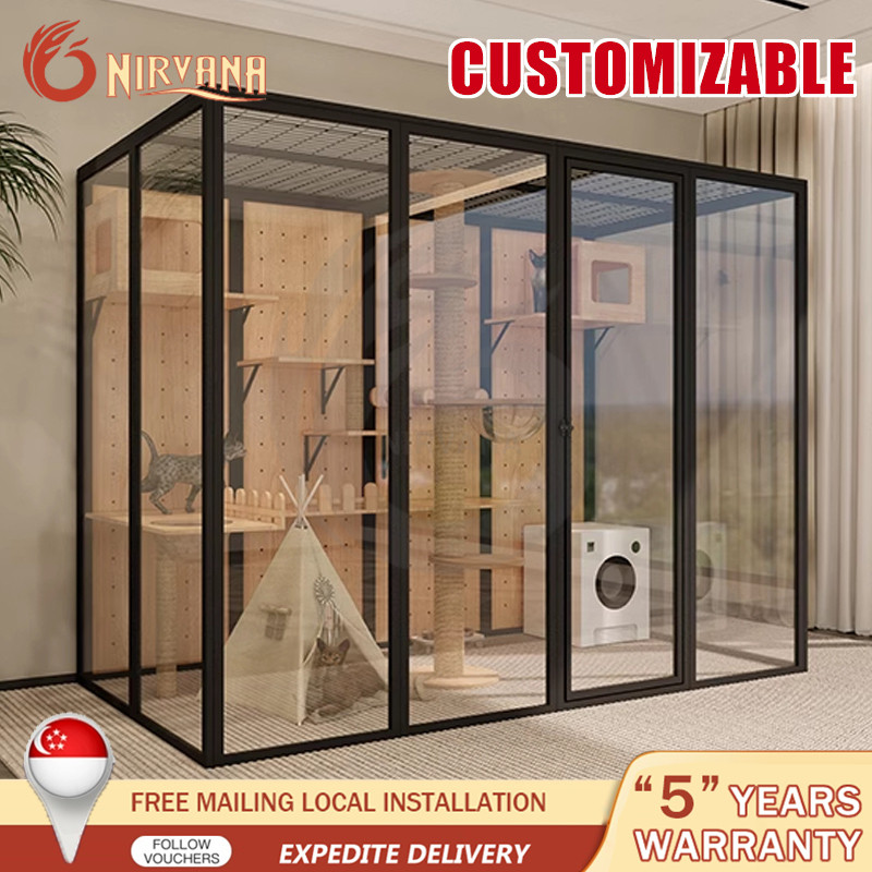 NIR Cat Cage Glass Cat Panoramic Villa Cabinet Room House Large Luxury ...