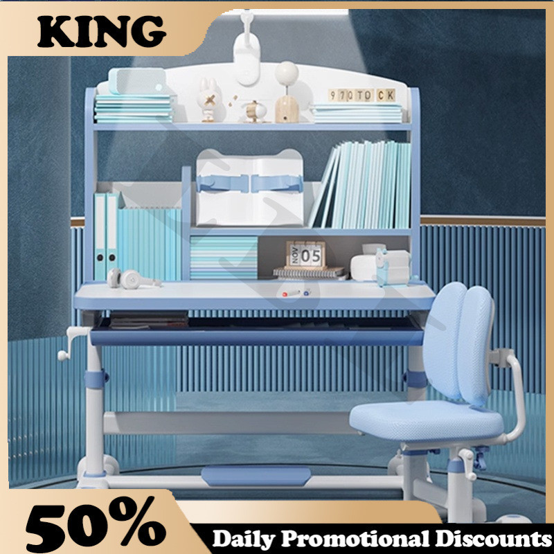 KING Kids Ergonomic Desk Set Adjustable Chair Study Table With Tilt ...