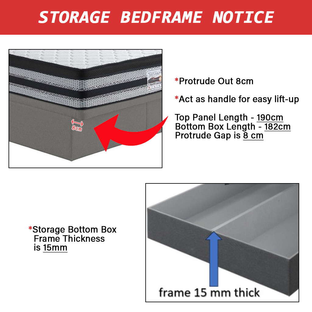 Living Mall Katrina Storage Bed Frame SBD16 + 9" Bonnell Spring/ 11.5 ...