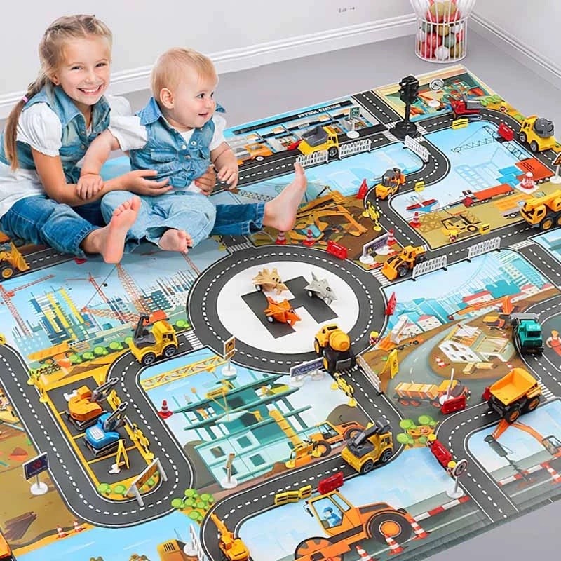 in stock Baby Play Mat Kids City Road Buildings Mat Parking Map Game ...
