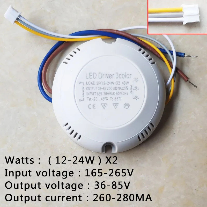 LED Driver Current 280mA 12-24W/20-40W SMD PCB light Ceiling Power Supply Double color 3Pin ...