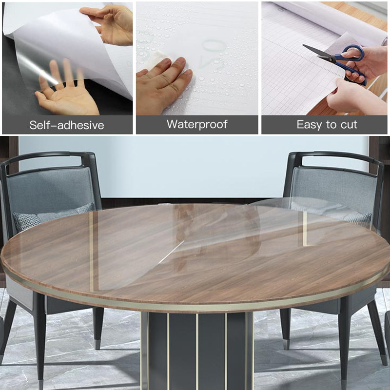 2mil Self-adhesive Transparent Film Marble Wood Desktop Protective Film ...