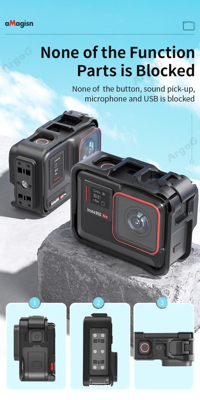 aMagisn Protective Frame Cage for Insta360 Ace Pro 2 / Ace Pro / Ace ...