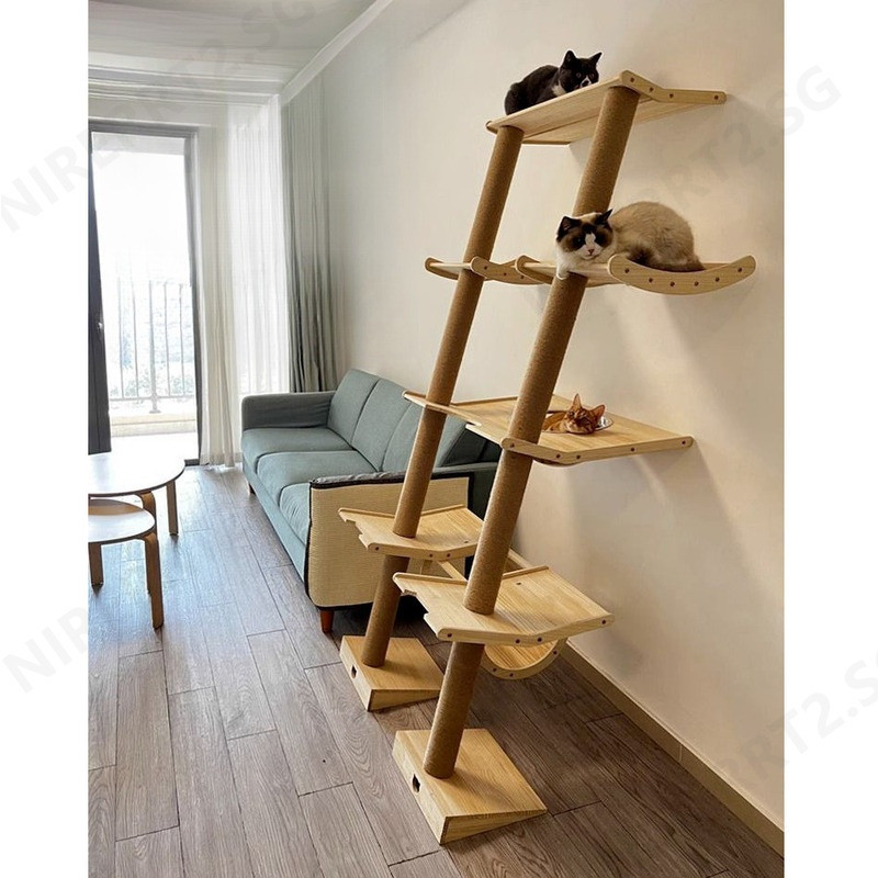 Cat Condo Multi-Layer Cat Tree Integrated Inclined Cat Tower Against ...
