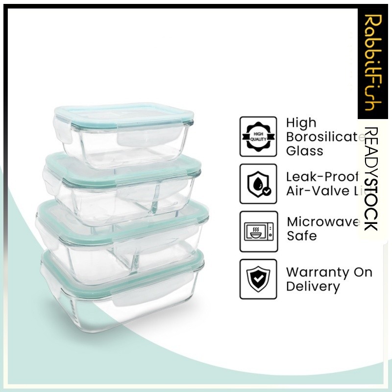 RabbitFish Heat Resistant Borosilicate Glass Microwave Airtight Storage ...
