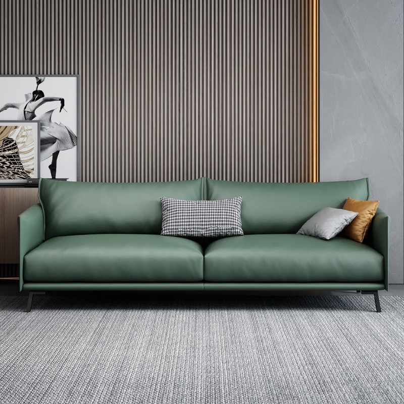 Leather Sofa Imported Dermis Color Contrast Coffee Table Combination ...
