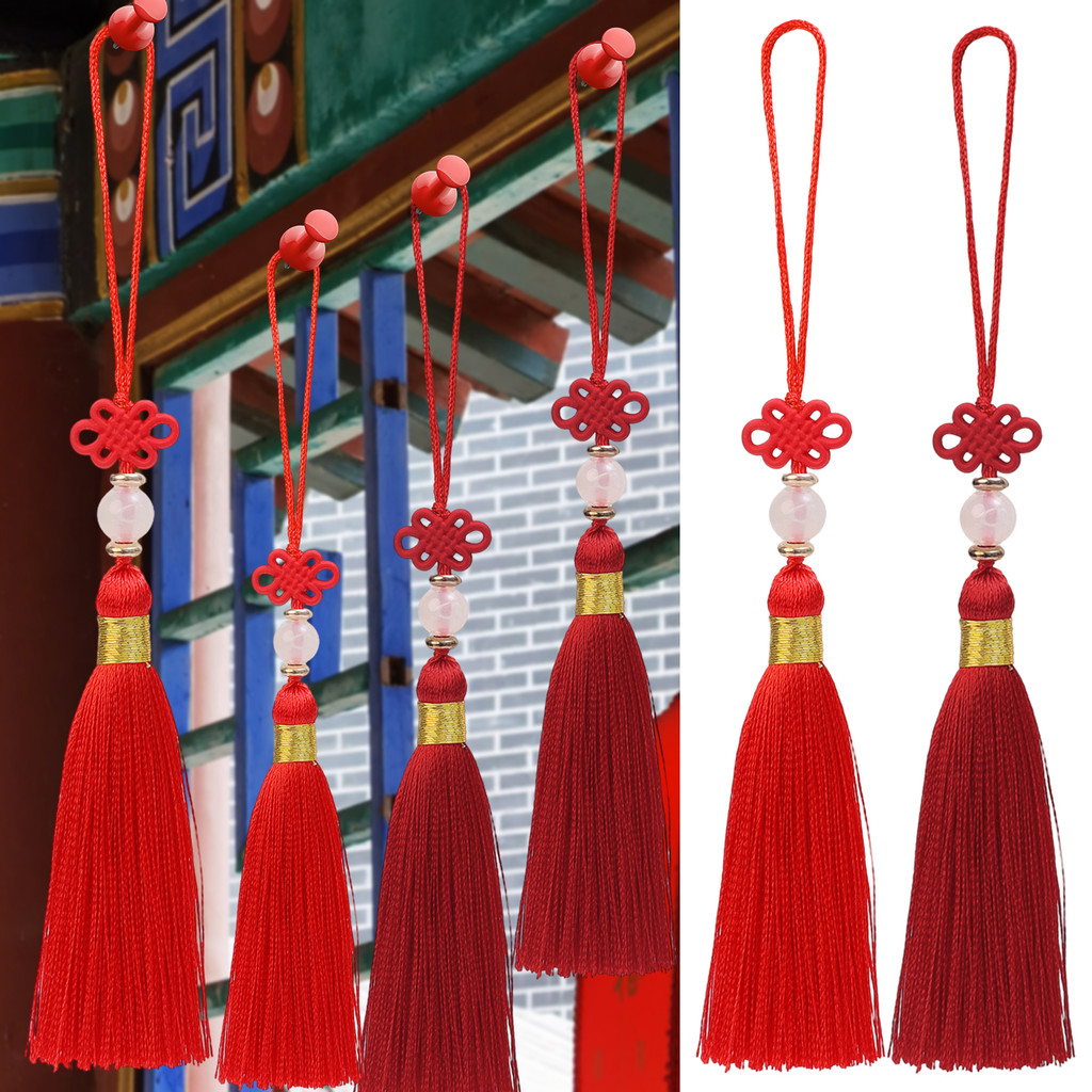 5 Pcs Retro Style New Year Red Chinese Knot Tassel Charm - Home Party ...