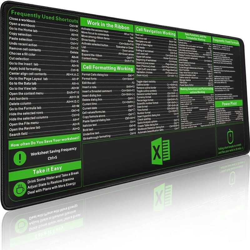 Excel Cheat Sheet Desk Pad, Excel Shortcuts Mousepad Stitched Edges ...