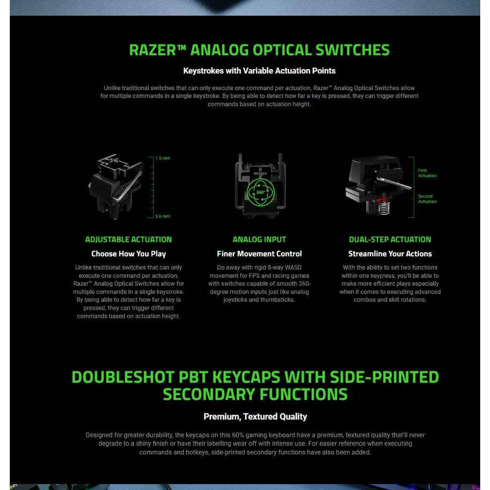 Razer Huntsman Mini Analog - 60% Analog Optical Gaming Keyboard (Analog ...