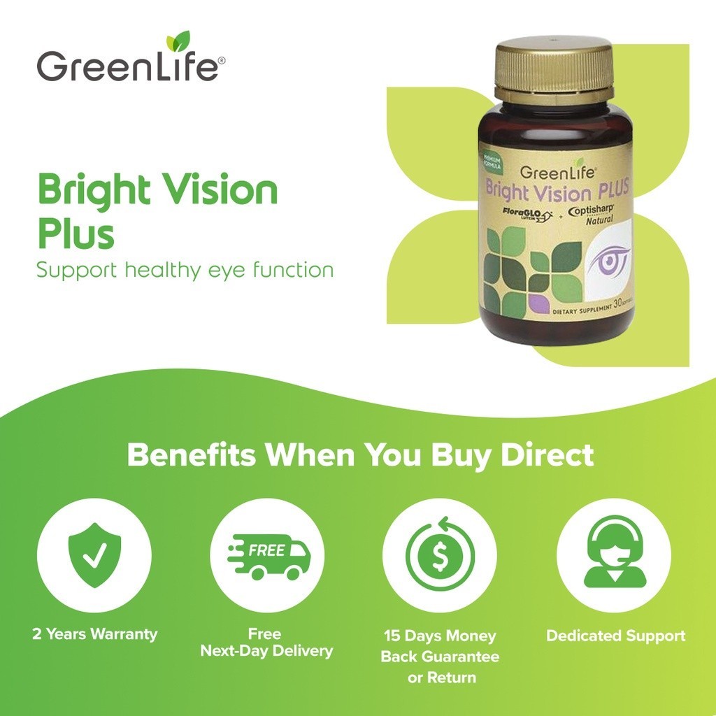 GreenLife Bright Vision Plus 25mg Lutein 30 Softgels (Contains FloraGLO® OPTISHARP®) - For Eye ...