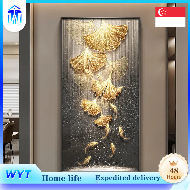 WYT Nine Fish Feng Shui Painting With Frame, Entrance Hall Fortune Wall ...