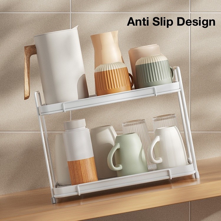 Double Layer Cup Rack Mug Holder Cup Storage Rack Coffee Glass Drainer ...