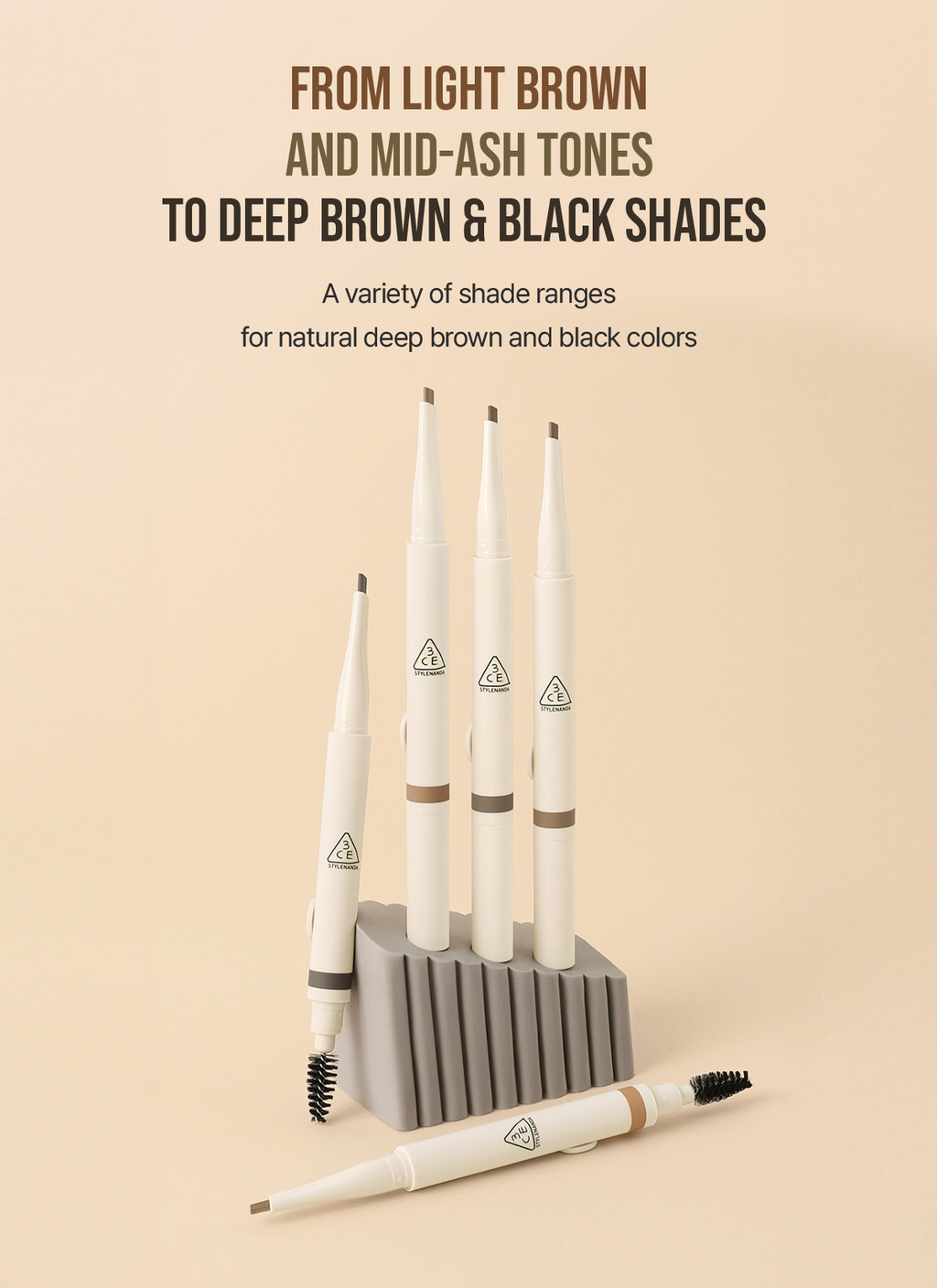 3CE Easy Brow Designing Pencil, Brow pencil matte and soft texture ...