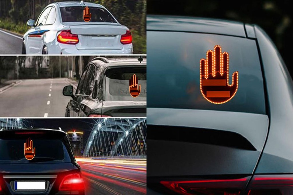canaan| Car Finger Light Light Up Middle Finger for Car Window Eye ...