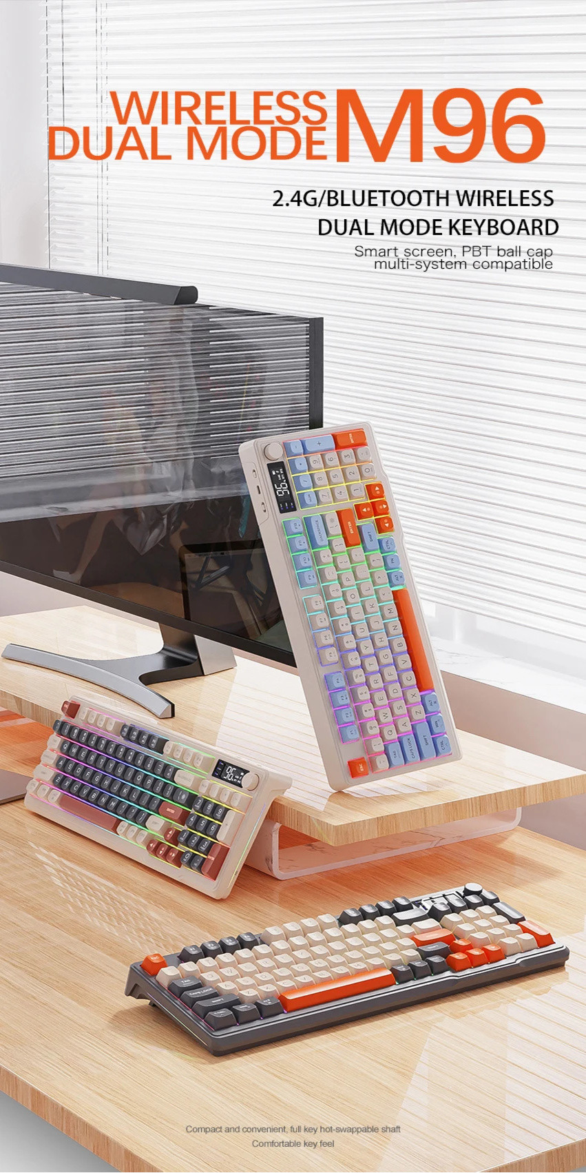 ZIYOULANG M96 FREEWOLF M96 Bluetooth Keyboard Wireless Ziyoulang Screen ...