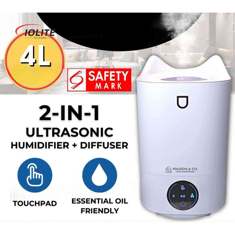 2-IN-1 TOUCH CONTROL Ultrasonic Humidifier Scent Diffuser 4L 4000ML ...