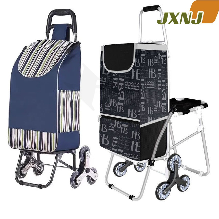 JXNJ Shopping Trolley Aluminium Square Frame Stair Climber Shopping ...
