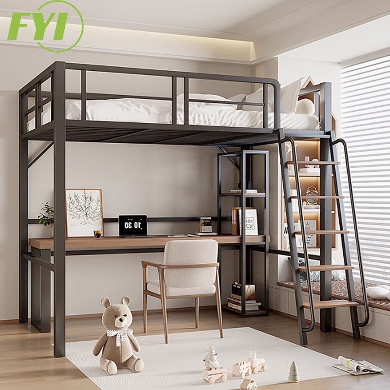 FYI Bed Frame Metal Bunk Bed Loft With Double Upper Or Lower Hollow ...