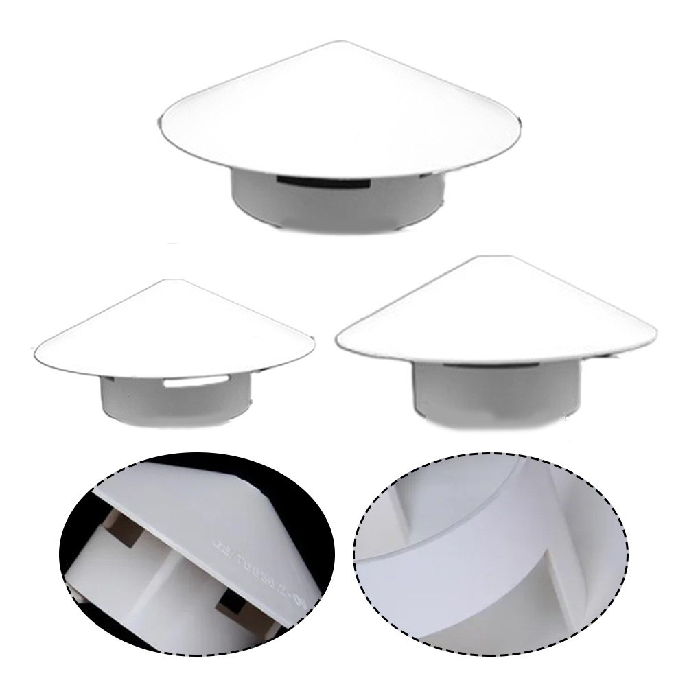 【CAMILLES】PVC Roof Ventilation Grille Rain Cap Round Hood 75-160mm Pipe ...