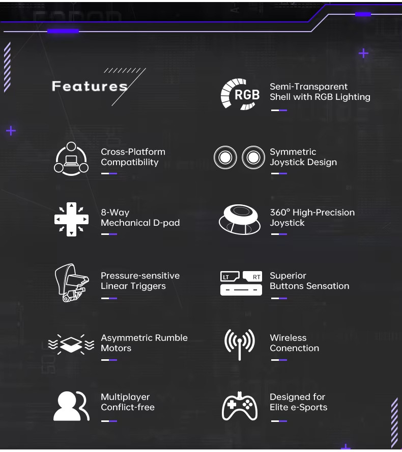 MACHENIKE G3S Wireless Gaming Controller USB+2.4GHz Gamepad Linear ...