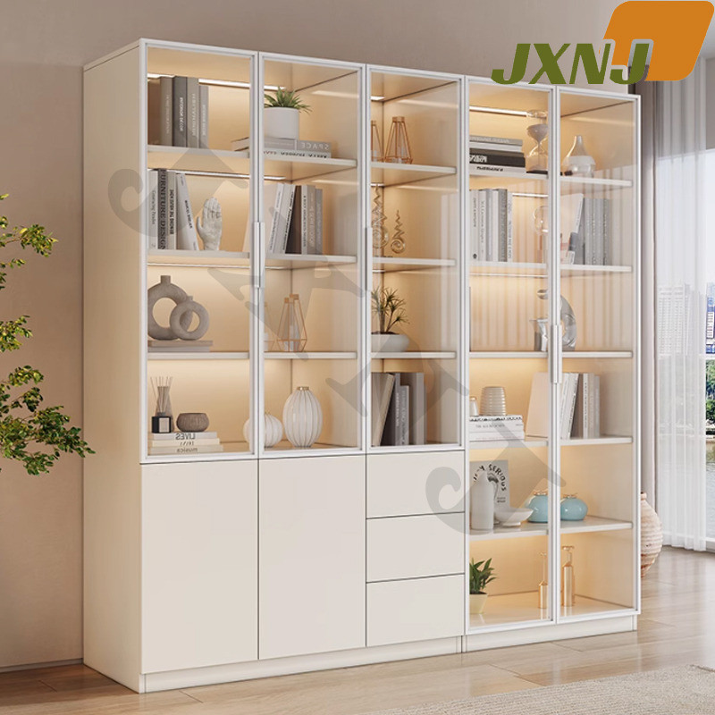 JXNJ Display Cabinet Cream Wind Glass Door Home Living Room Display ...