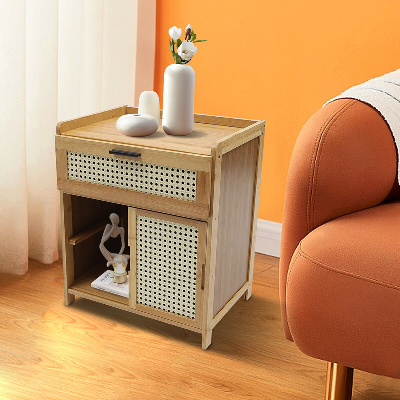 Bedside Table Sideboard Cabinet Solid Wood Bedside Table Storage ...