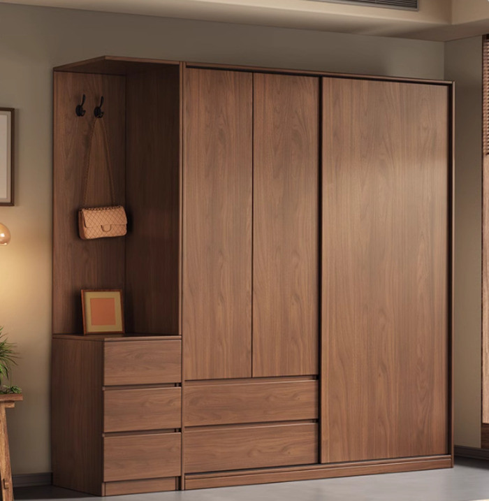 Closet All Solid Wood Closet Home Bedroom Walnut Color Sectional ...