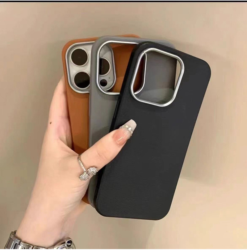 Luxury Solid Color Leather Texture Phone Case For iPhone 16 15 14 13 12 ...